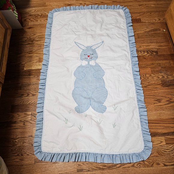 Bedding | Vintage Baby Ruffle Edge Bunny Rabbit Animal Quilt Blanket ...